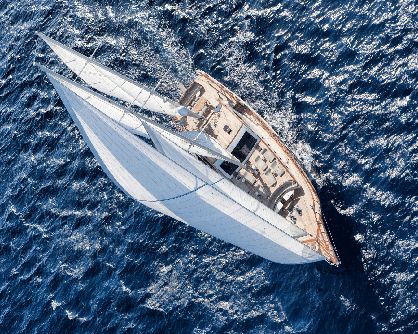 Different types of sails and rigging on a boat